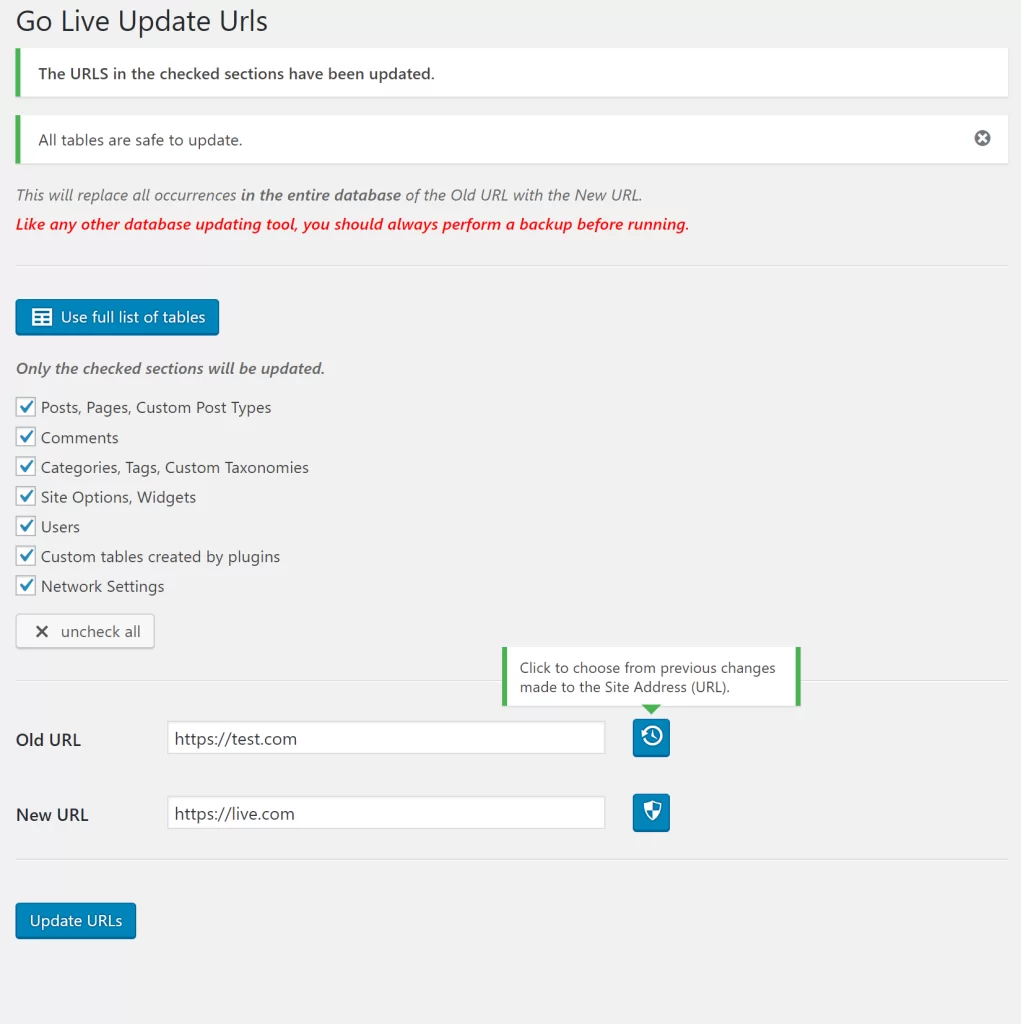 Go Live Update Urls PRO – OnPoint Plugins