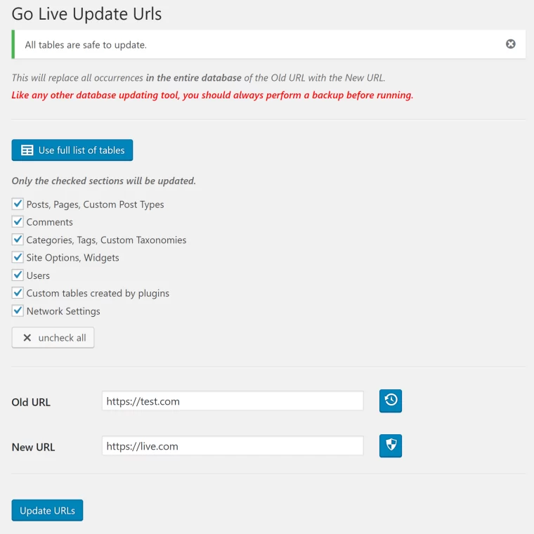 Go Live Update Urls PRO – OnPoint Plugins