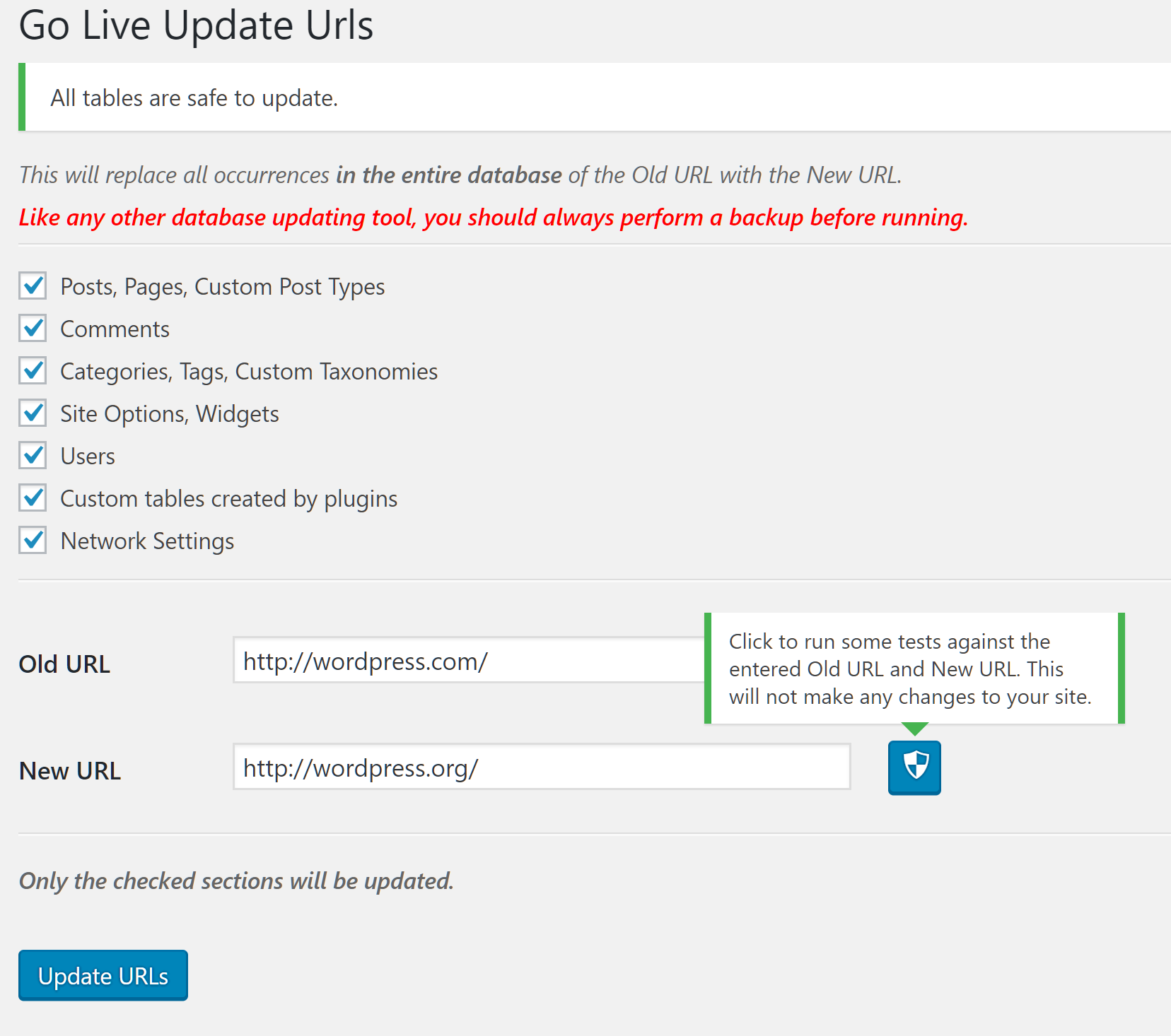 Go Live Update Urls PRO – Usage – OnPoint Plugins