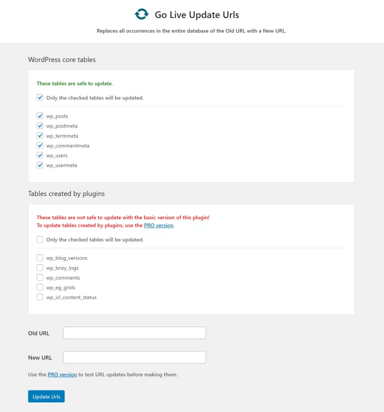 Go Live Update URLs – WordPress Plugin – OnPoint Plugins